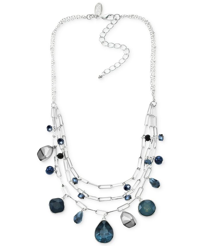 Style & Co Color Mixed Stone & Bead Multi-Row Necklace, 17" + 3 ...