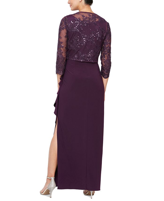 Alex Evenings Women's Embroidered Waterfall-Ruffle Dress & Jacket - Macy's