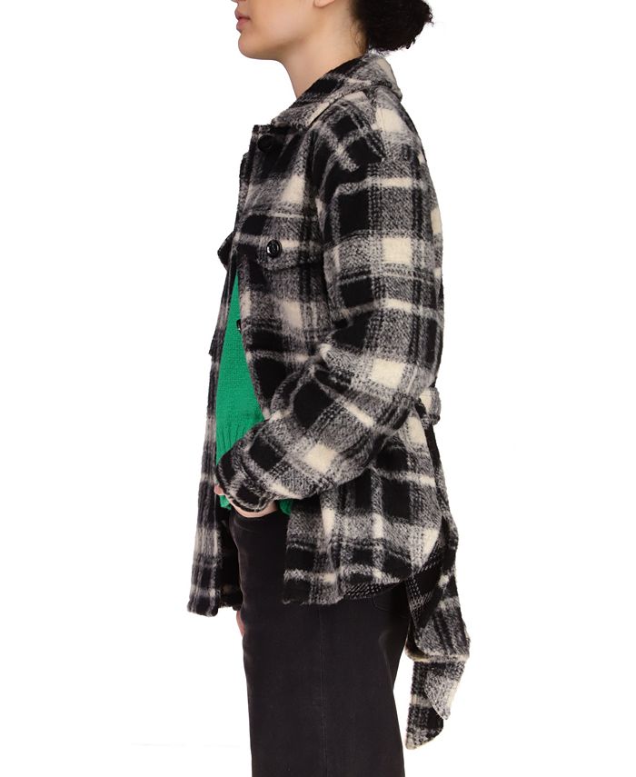 Sanctuary Women's Shay Brushed-Knit Tie-Waist Plaid Shacket - Macy's