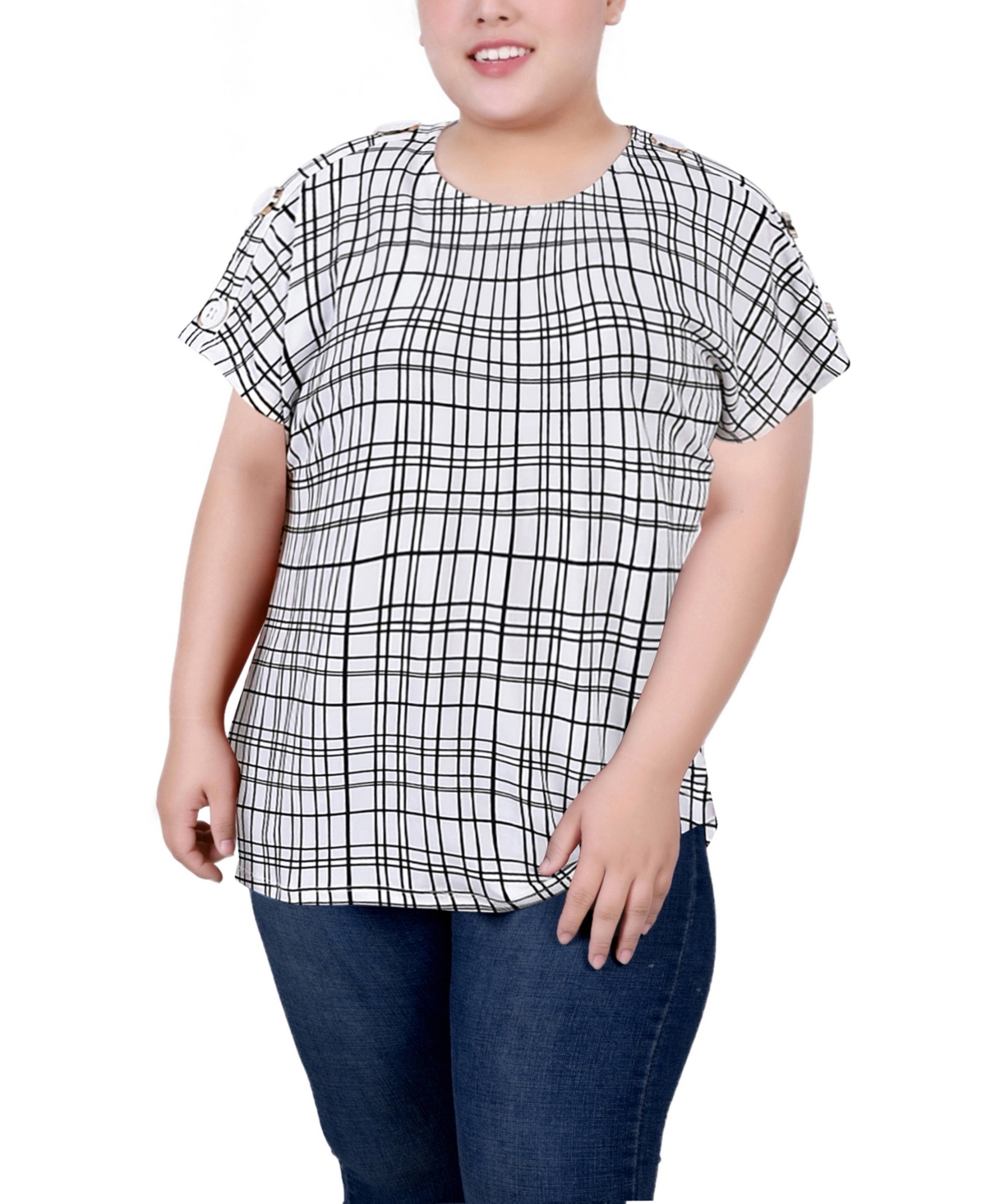 Click here for Ny Collection Plus Size Short Extended Sleeve Top... prices