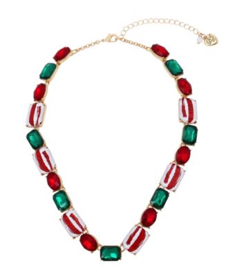 Betsey Johnson Peppermint Gem Collar Necklace - Macy's