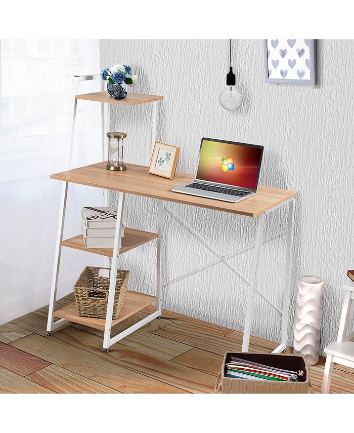 Costway Computer Desk with Shelves Study Writing Desk Workstation - Macy's