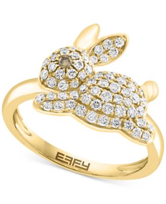 EFFY Collection Espresso Diamond (5/8 ct. t.w.) Bunny Ring in 14k ...