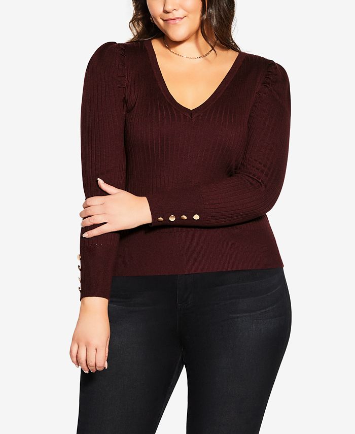 City Chic Trendy Plus Size Rebel Rock Jumper Sweater - Macy's