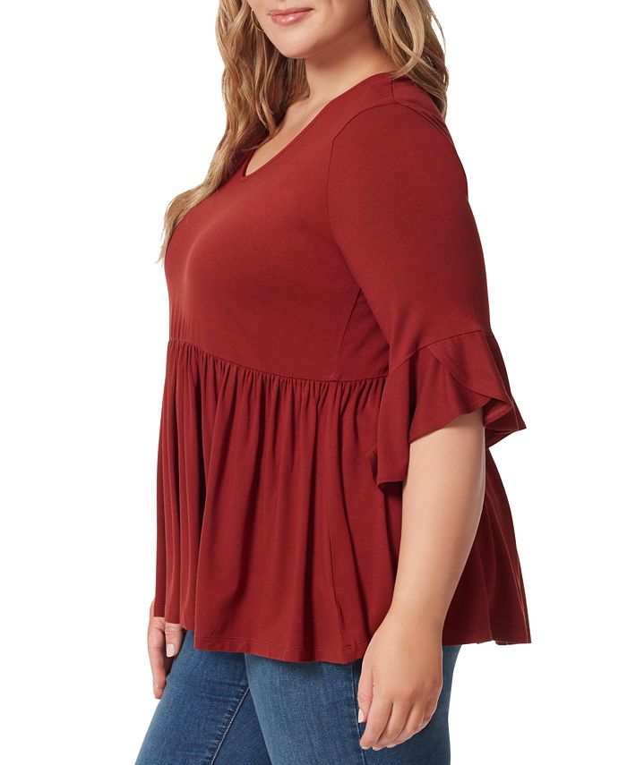 Jessica Simpson Trendy Plus Size Susie Ruffled-Cuff Top & Reviews ...