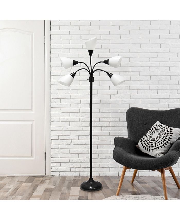 All The Rages Simple Designs 5 Light Adjustable Gooseneck Floor Lamp ...