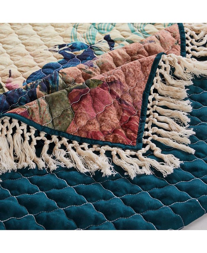 Greenland Home Fashions Eden Peacock 3-Pc. Quilt Set, King/California ...