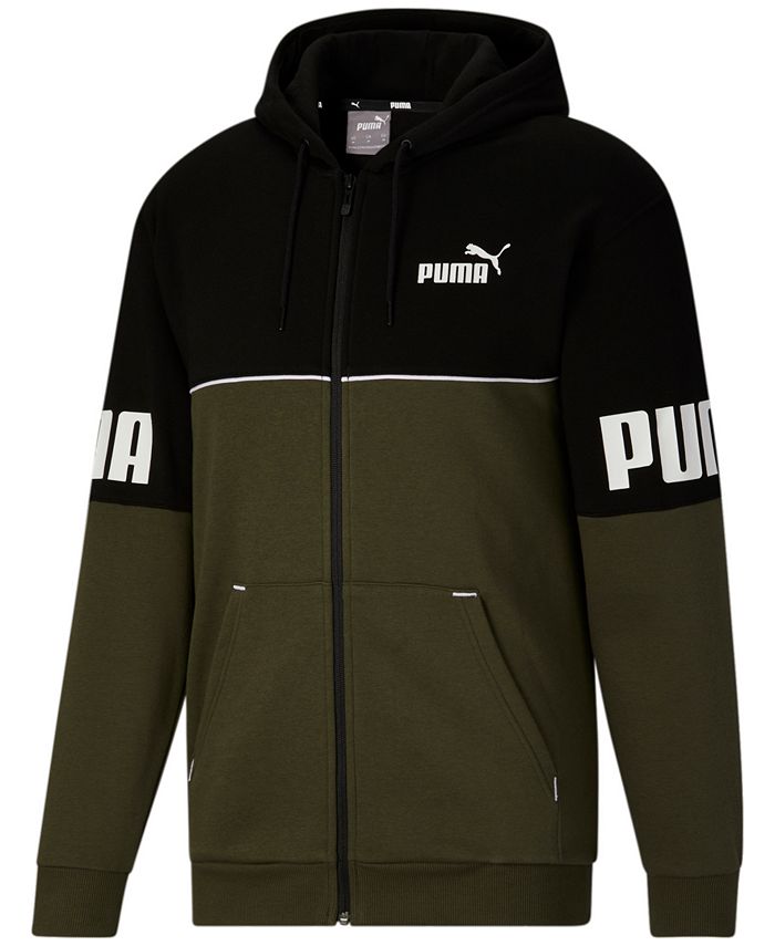 Puma Men's Logo Colorblocked Full-Zip Fleece Hoodie - Macy's