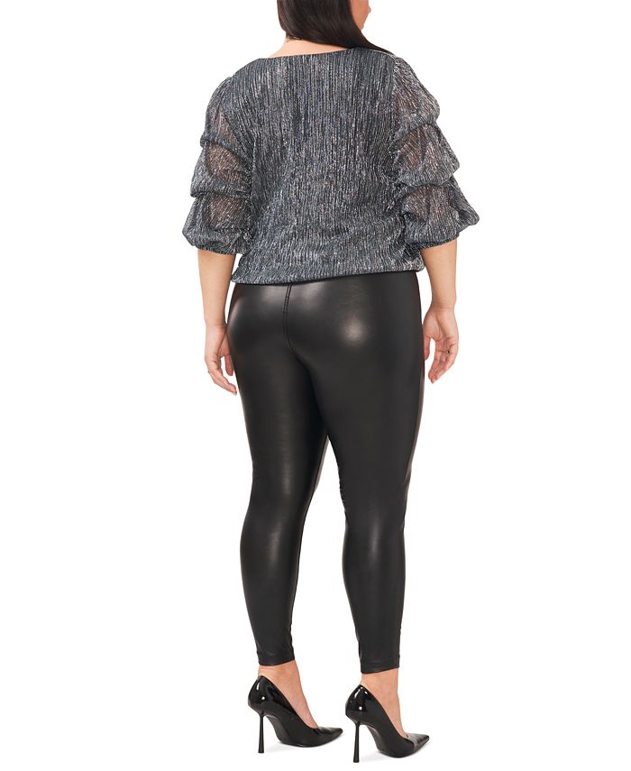 MSK Plus Size Metallic Tiered-Sleeve V-Neck Top & Reviews - Dresses ...