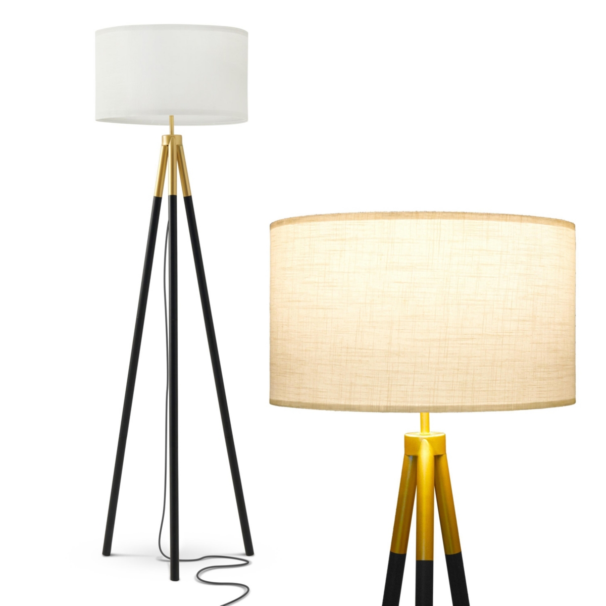 Click here for Levi Modern Led Tripod Gold Floor Lamp with Drum S... prices