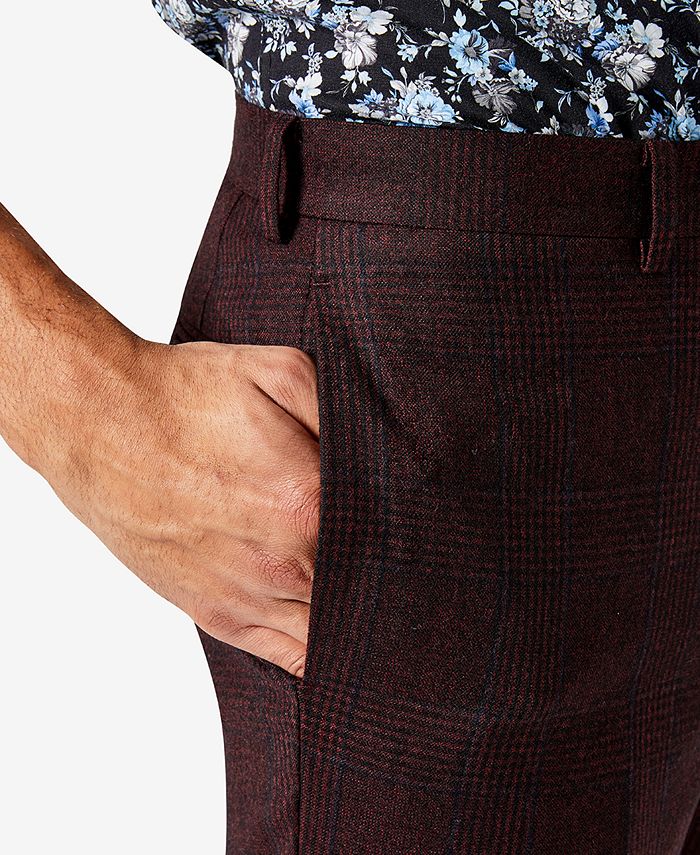 Tallia Men's Slim-Fit Red Plaid Wool Suit Pants - Macy's