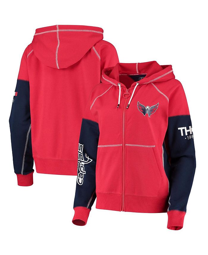 Tommy Hilfiger Women's Red, Navy Washington Capitals Raglan Full-Zip ...