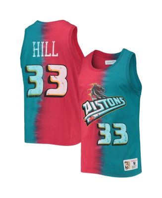 Men's Mitchell & Ness Grant Hill Red and Teal Detroit Pistons Hardwood ...