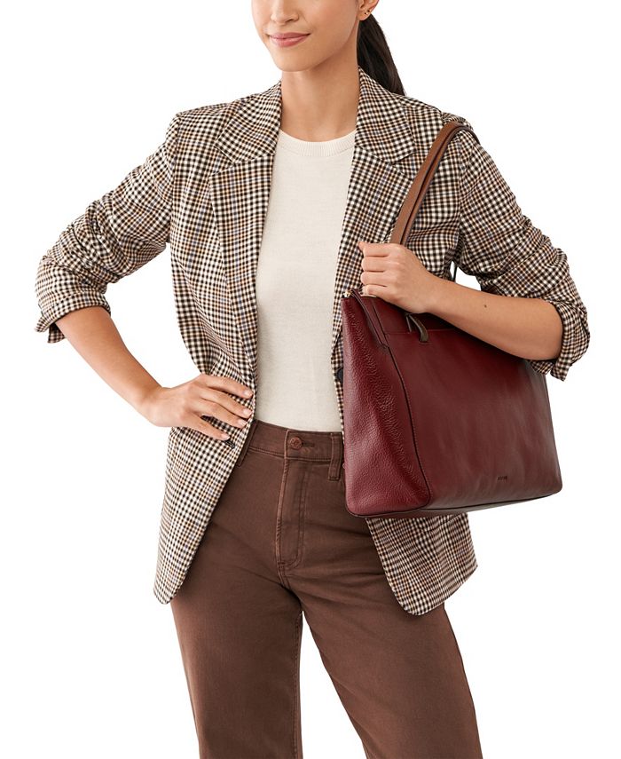 Fossil Rachel Leather Tote with Zipper & Reviews - Handbags ...