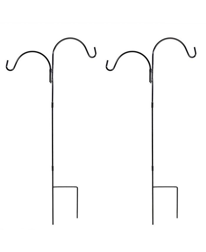 Sunnydaze Decor Black Steel Hanging Double Shepherd Hooks - 48 in - Set ...