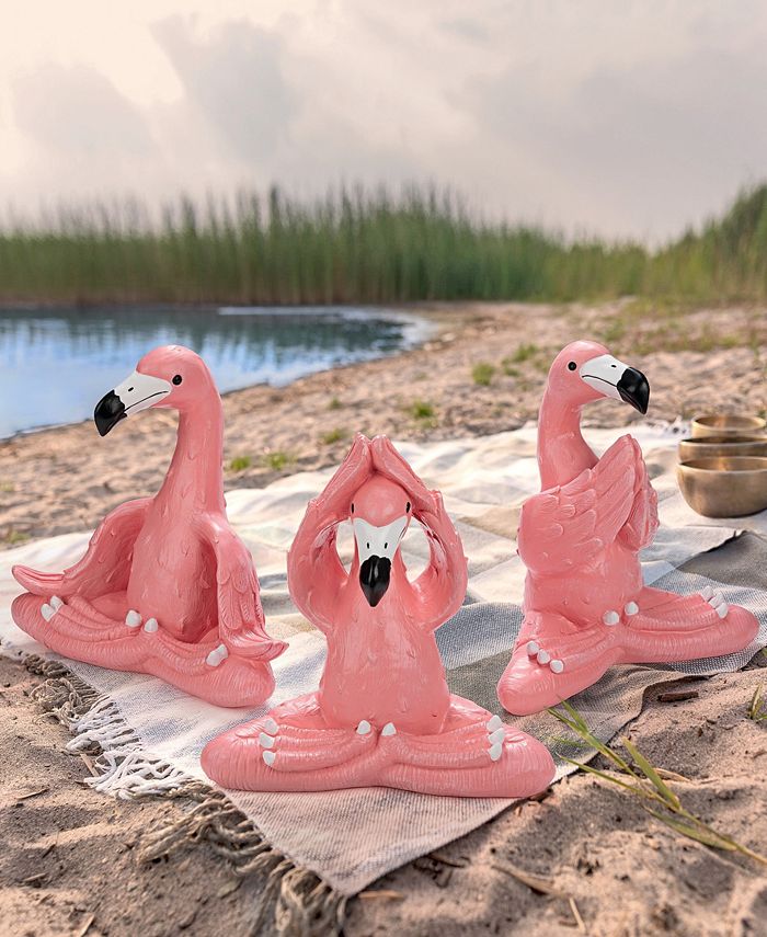 Design Toscano The Zen of Large Flamingos Yoga Garden Statues Set, 3 ...