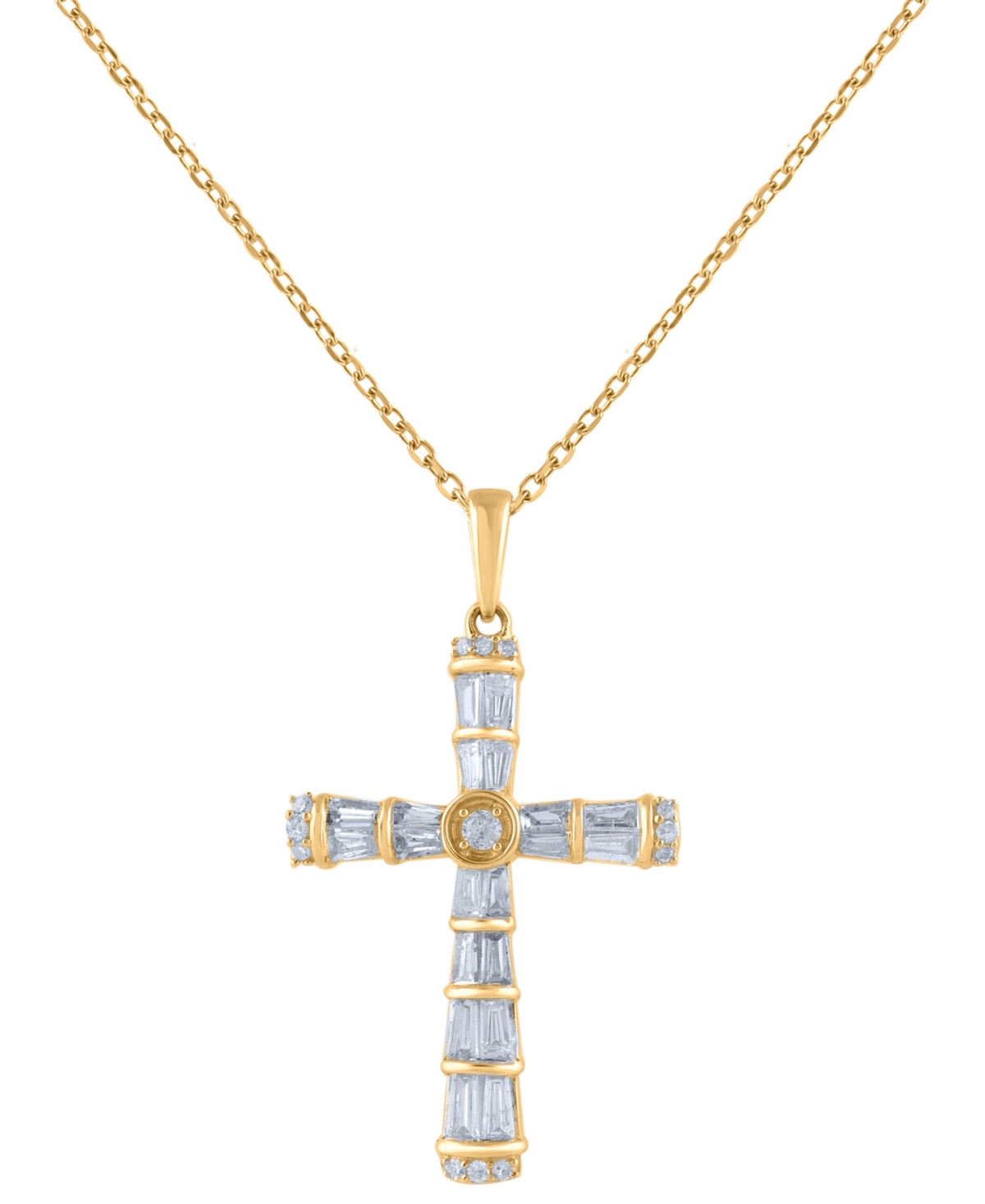 Click here for Diamond Round & Baguette Cross 18 Pendant Necklace... prices