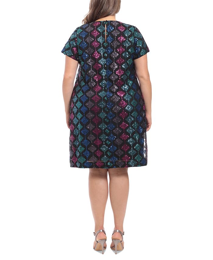 London Times Plus Size Short-Sleeve A-Line Sequin Dress - Macy's