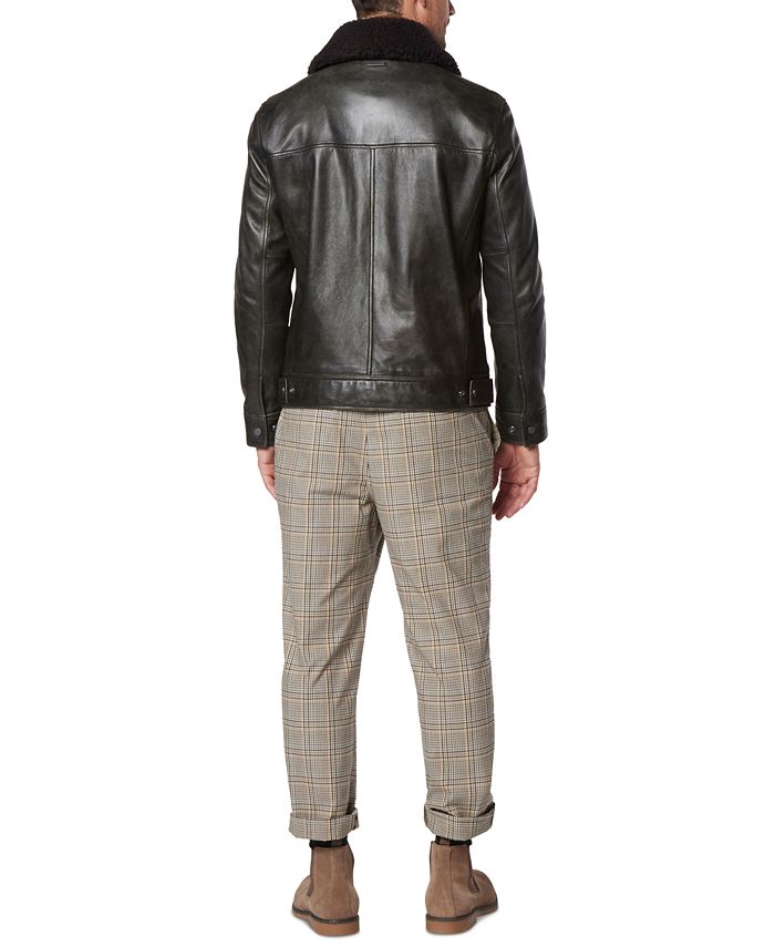 Marc New York Men's Wallack Distressed Leather Aviator Jacket - Macy's