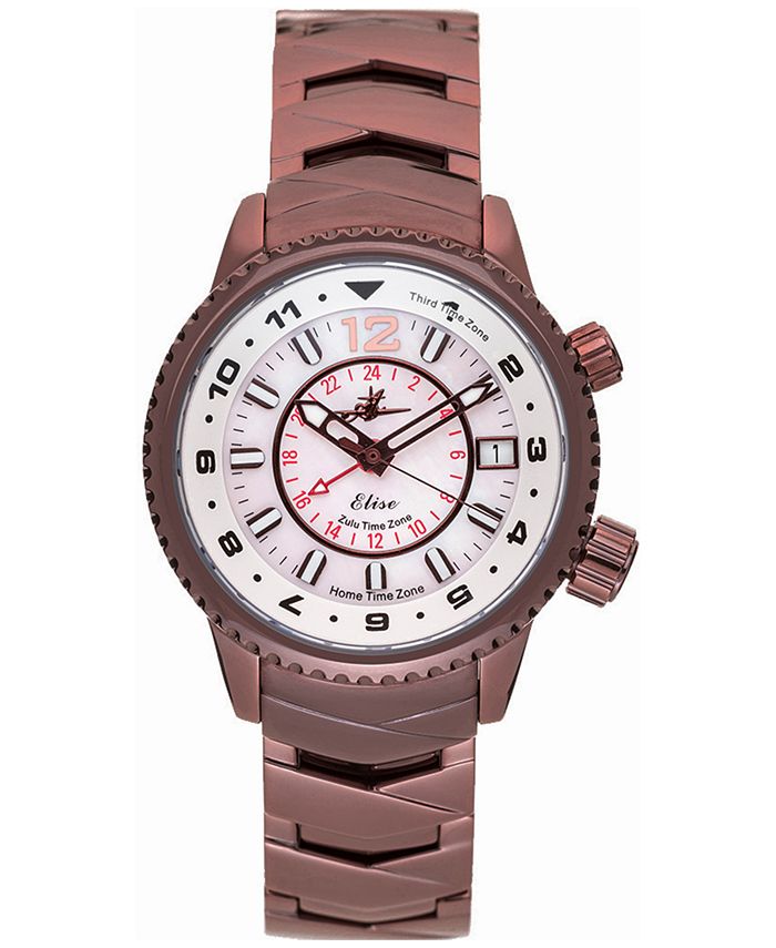 Abingdon Co. Women's Elise Swiss Tri-Time Bronze Ion-Plated Stainless ...