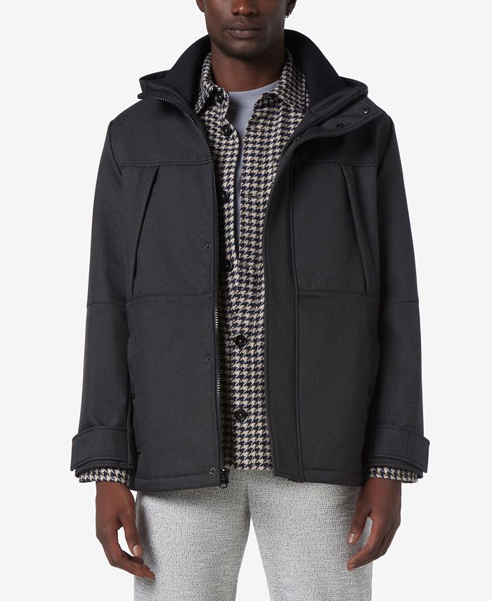 Marc New York Men's Tompkins Micro-Houndstooth Fleece-Lined Soft Shell ...