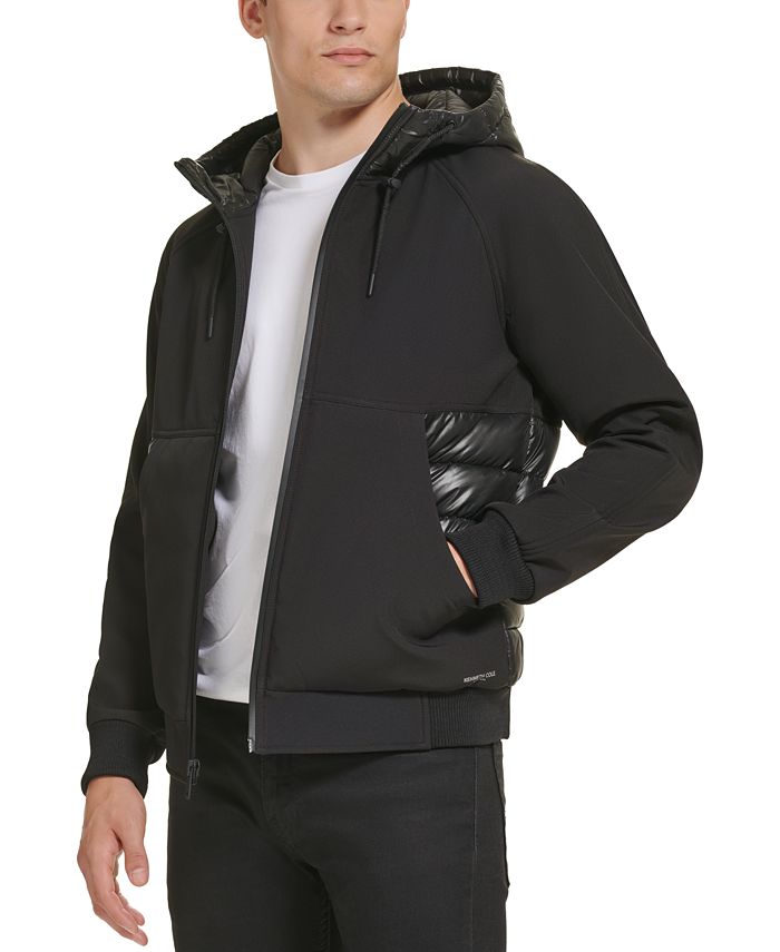Kenneth Cole Men's Mixed Media Soft Shell Hooded Jacket - Macy's