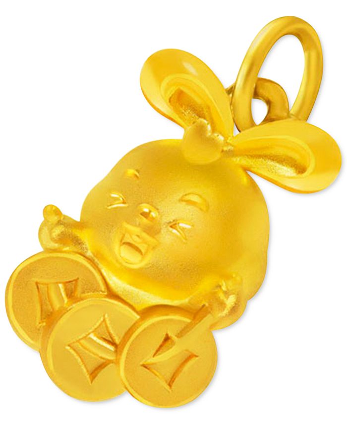 Chow Tai Fook Year of the Rabbit Charm Pendant in 24k Gold - Macy's