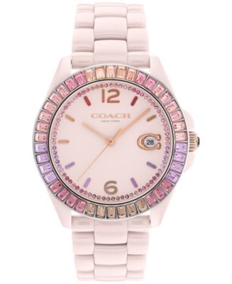 COACH Women's Greyson Blush Ceramic Bracelet Watch, 36mm - Macy's