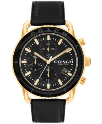 COACH Men's Cruiser Black Leather Strap Watch, 44mm - Macy's