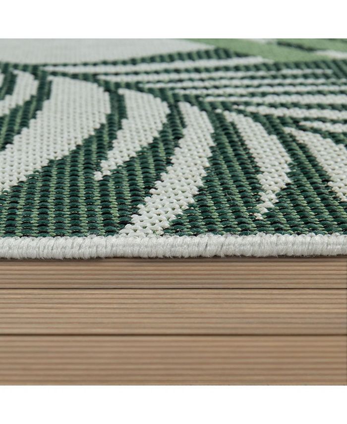 Paco Ostende Outdoor Rug Green Tropical Palm Leaves - 55'' X 79'' - Macy's