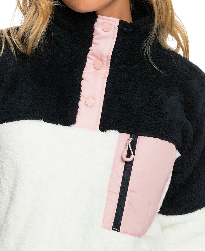 Roxy Juniors' Alabama Colorblocked Snap-Placket Fleece Pullover - Macy's