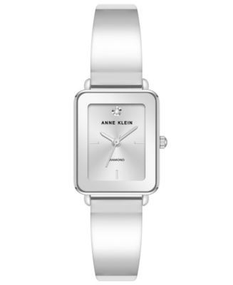 Anne Klein Women's Silver-Tone Solid Bangle Watch, 22X27mm - Macy's