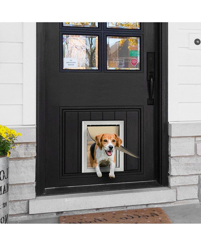 PawHut 2 Way Dog Door Aluminum Doggy Pet Flap Wall for Pets up to 55 ...