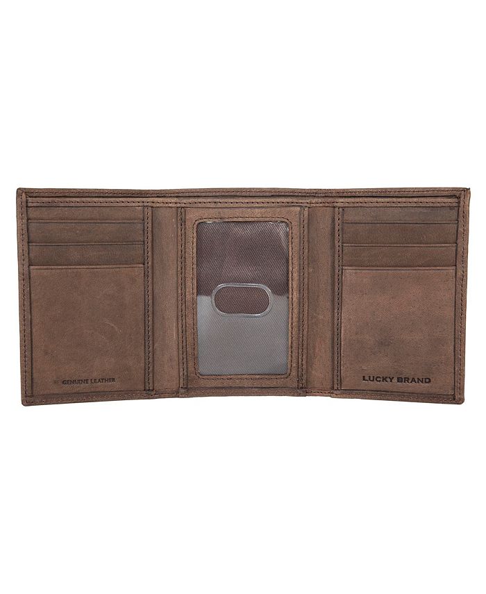 Lucky Brand Men's Grooved Leather Trifold Wallet - Macy's