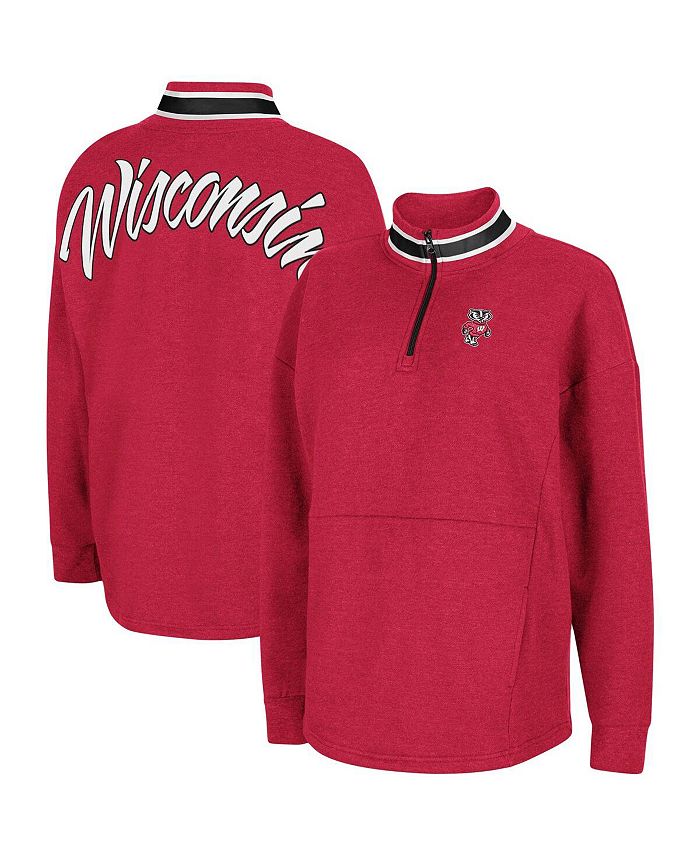 Colosseum Women's Heathered Red Wisconsin Badgers Alice 2-Hit Fleece ...