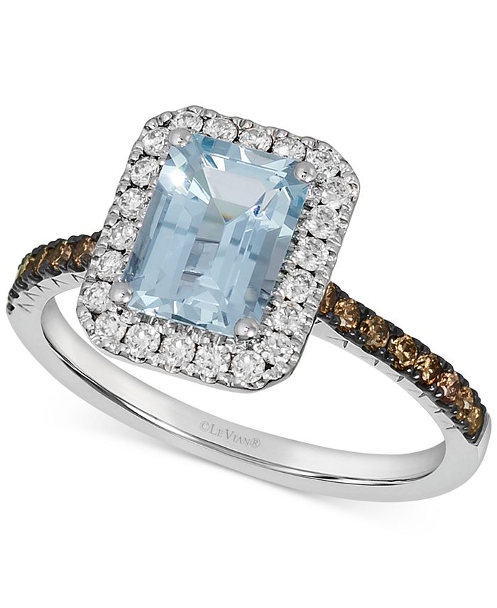 Le Vian Sea Blue Aquamarine (1-1/6 ct. t.w.) & Diamond (3/8 ct. t.w ...