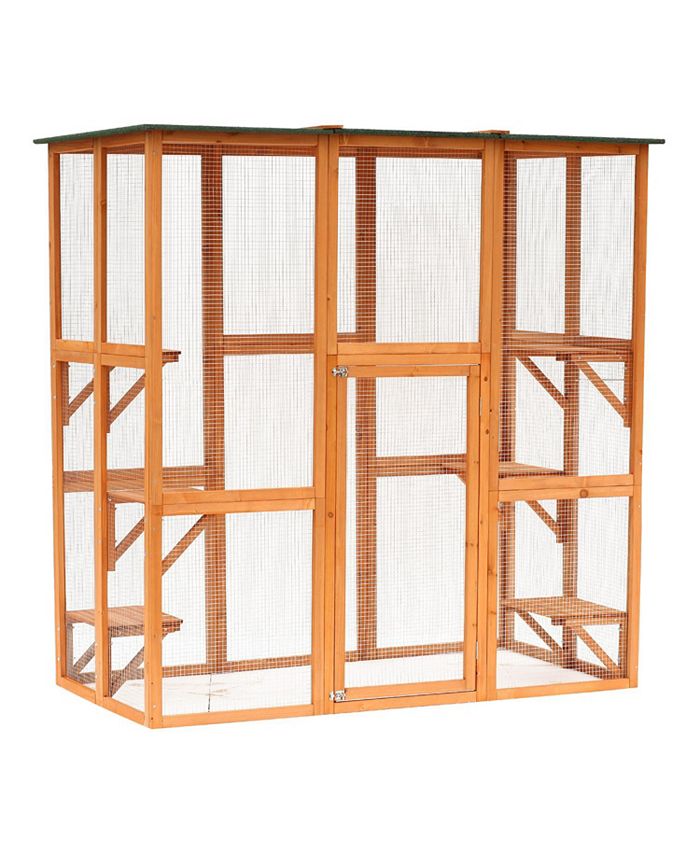 PawHut Large Catio Enclosure Shelter Cage 6 Cat Platforms Orange - Macy's