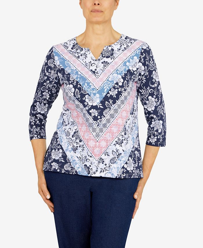 Alfred Dunner Petite Shenandoah Valley Print Top - Macy's