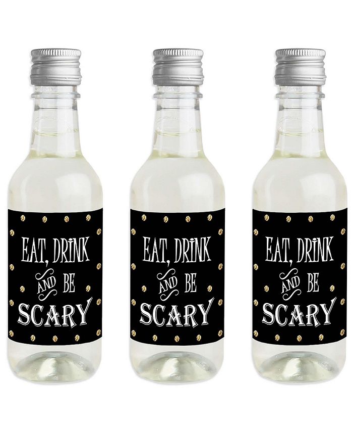 Big Dot of Happiness Spooktacular - Mini Wine and Champagne Bottle ...