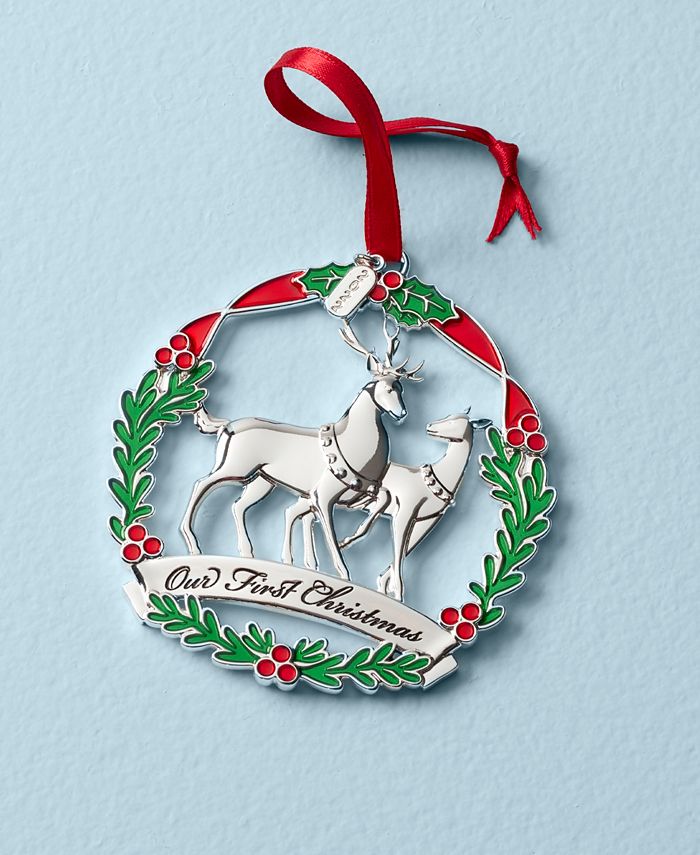 Lenox 2022 Our First Christmas Metal Deer Ornament - Macy's