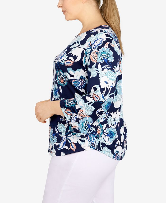 Ruby Rd Plus Size Floral Flounce Sleeve Top And Reviews Tops Plus