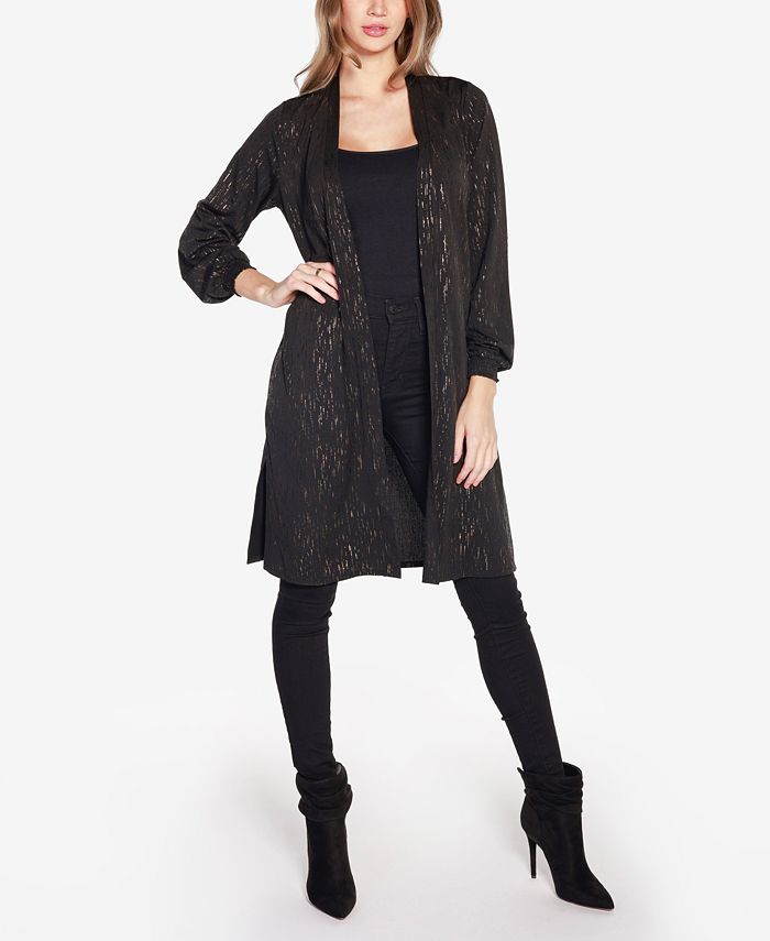 Belldini Black Label Women's Foil Print Long Cardigan Top - Macy's