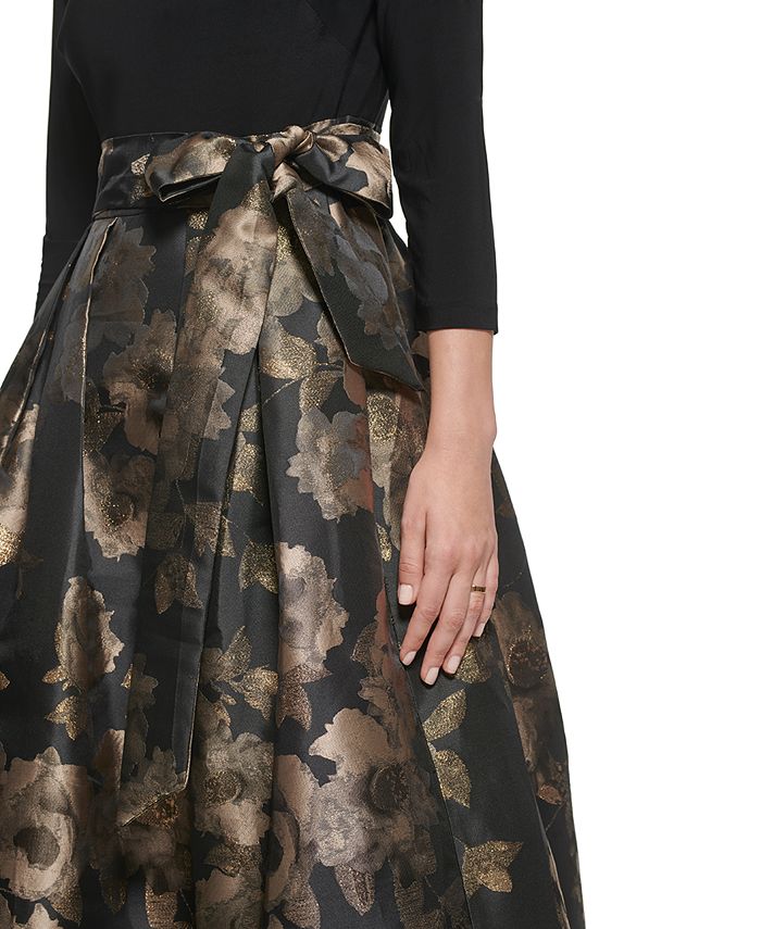 Jessica Howard Women's Metallic-Jacquard Skirt Ball Gown - Macy's