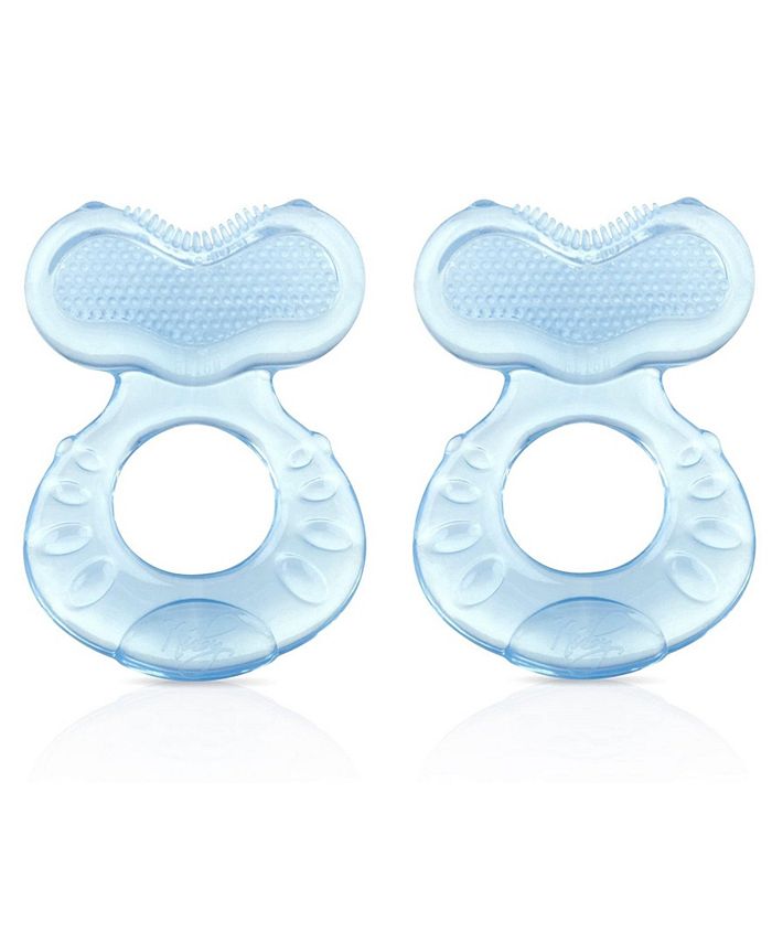Nuby Silicone Teether with Bristles, Includes Hygienic Case, Blue, 2 ...