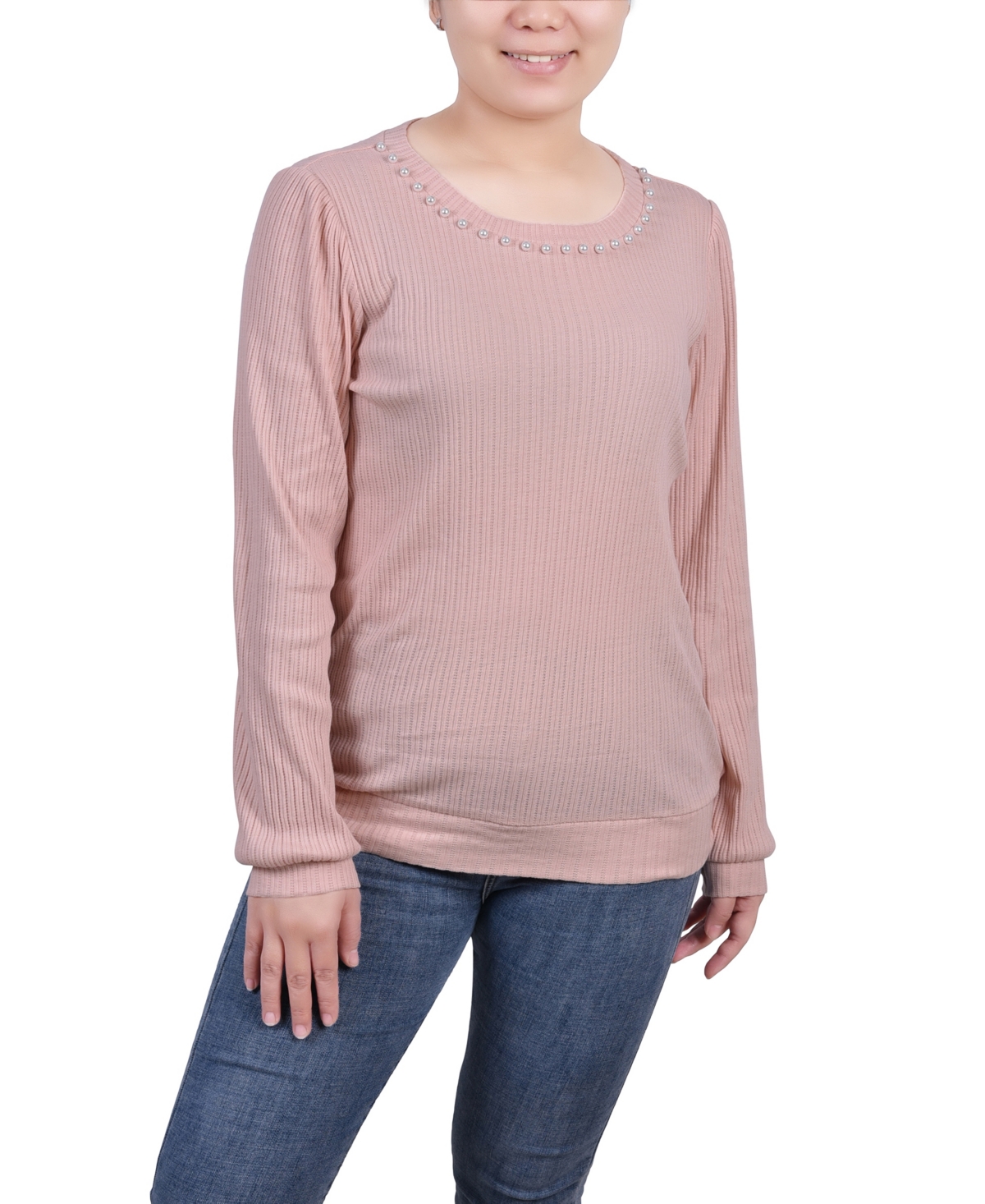 Click here for Ny Collection Petite Long Sleeve Ribbed Imitation... prices