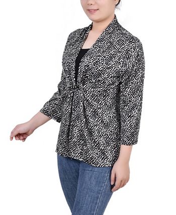 NY Collection Petite 3/4 Sleeve Two-Fer Top & Reviews - Tops - Petites ...