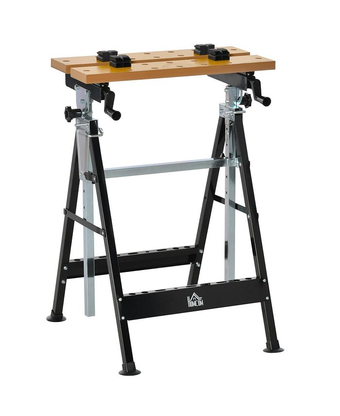HOMCOM Garage Tool Table w/ Adjustable Height Angle Clamps, 220 lbs ...