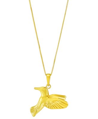 Macy's 3D Hummingbird 18" Pendant Necklace in 14k Gold, Created for ...