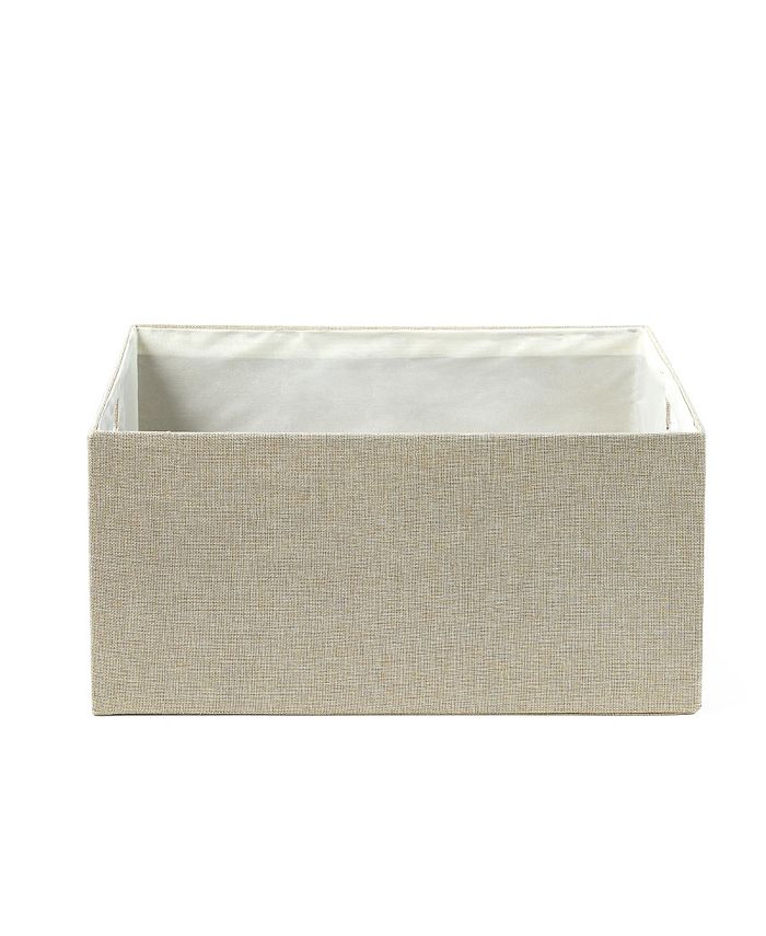 Baum Linen Look Covered Cardboard Rectangle Storage Bins, Set of 3 - Macy's