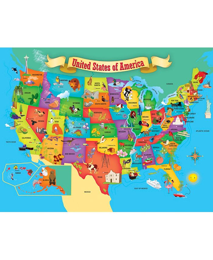 MasterPieces Puzzles Explorers - USA Map with State Shaped pieces 60 ...
